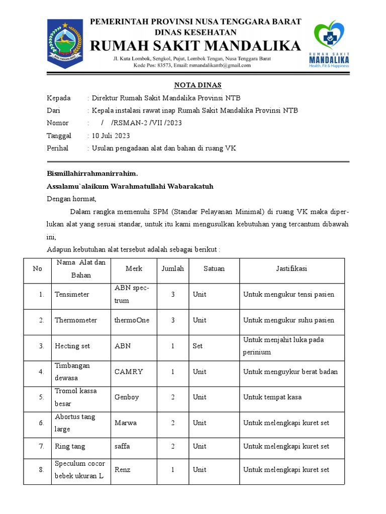 Form Nota Dinas | PDF