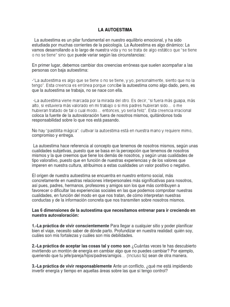 La Autoestima | PDF | Autoestima | Sicología