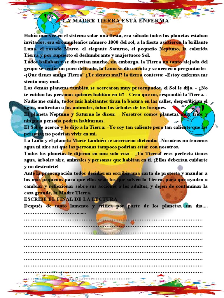La Madre Tierra Esta Enferma Comprension Lectora-1 | PDF