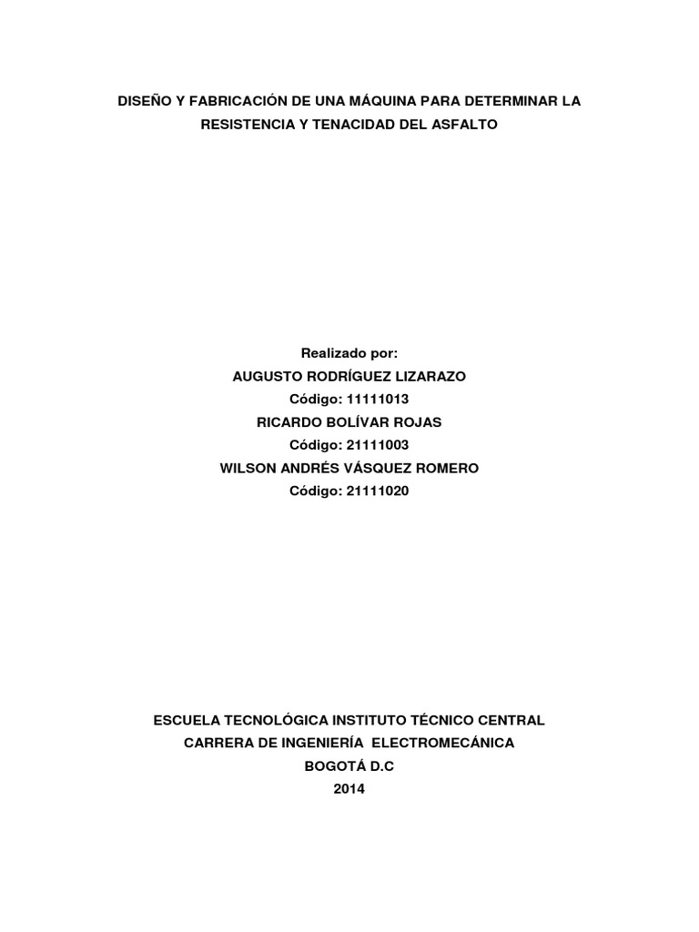 Diseño y Fabricación de Una Máquina para Determinar La Resistencia y ...