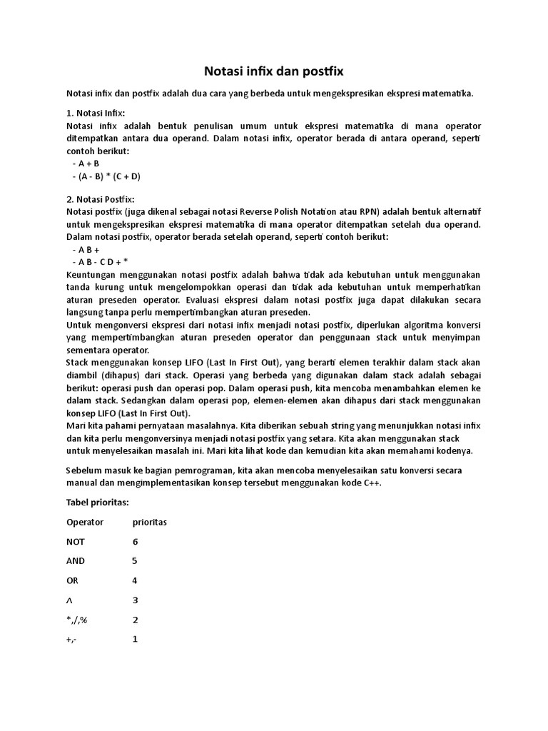 #7 Notasi Infix Dan Postfix | PDF