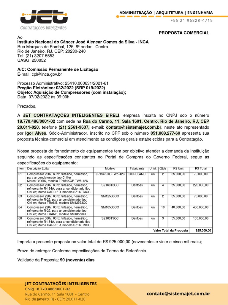 Proposta Inca | PDF | Ar condicionado