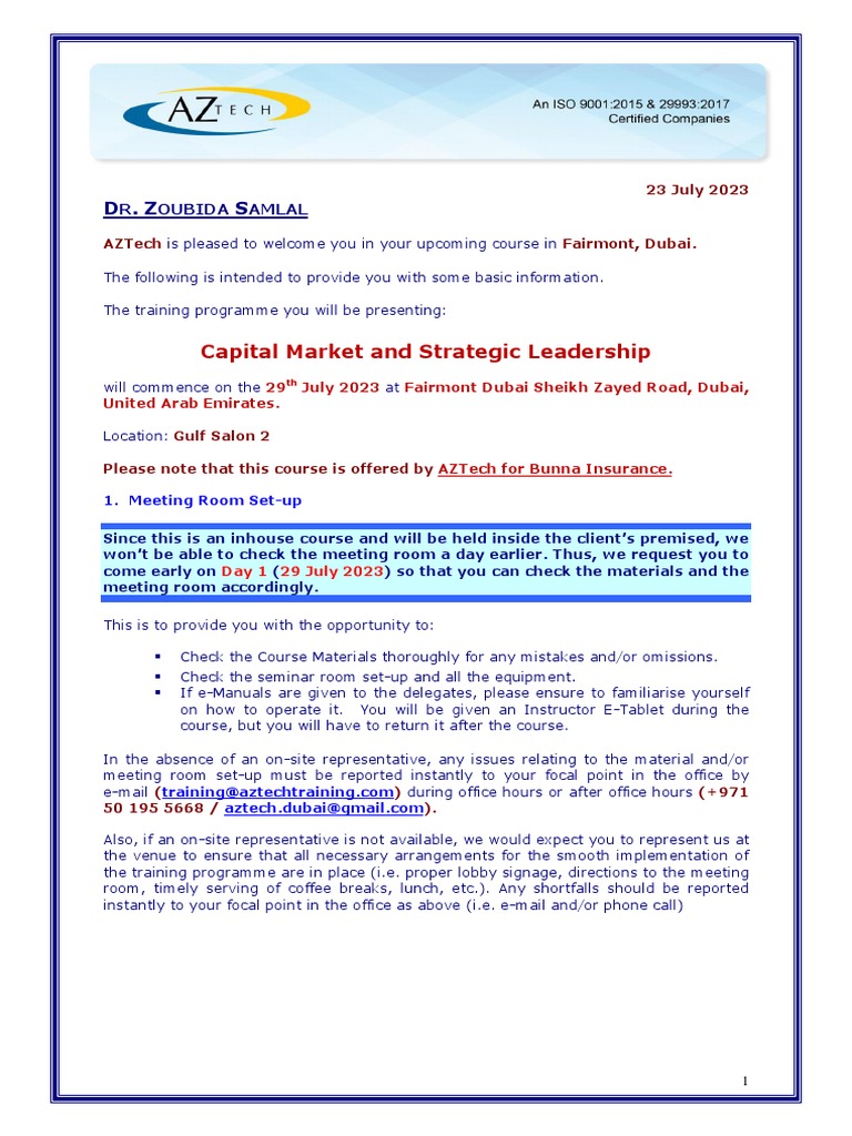 Instructor's Guidelines (29 Jul), Z. Samlal (Bunna) | PDF | Consultant ...