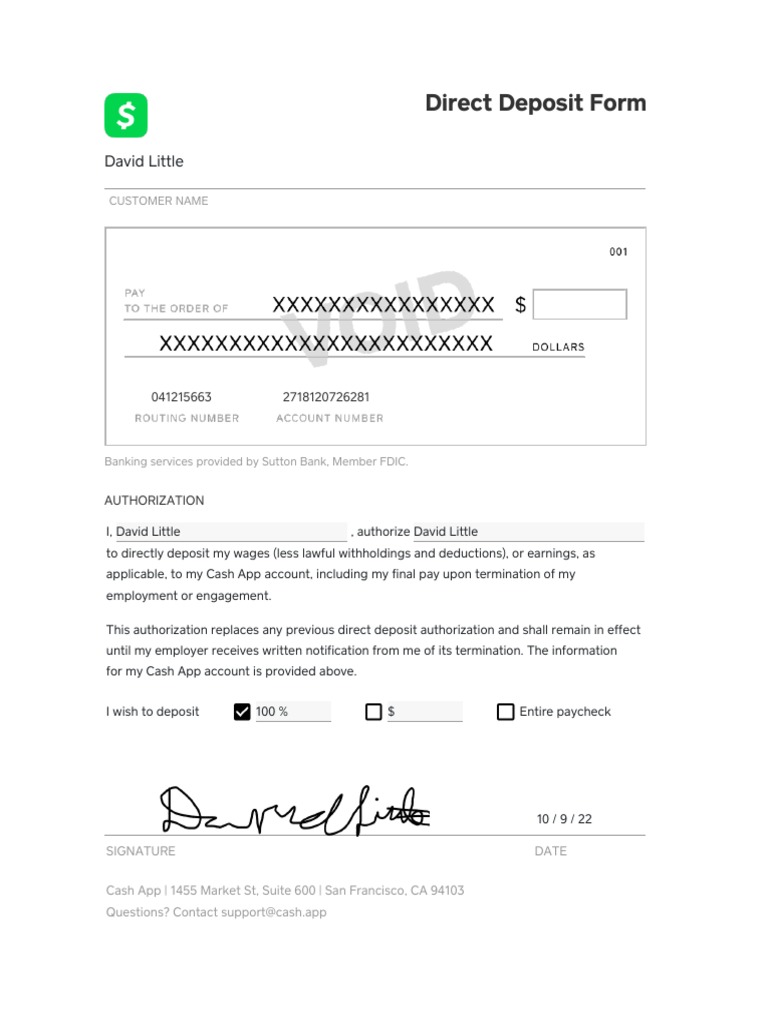 Direct Deposit Authorization Form David Little | PDF | Business