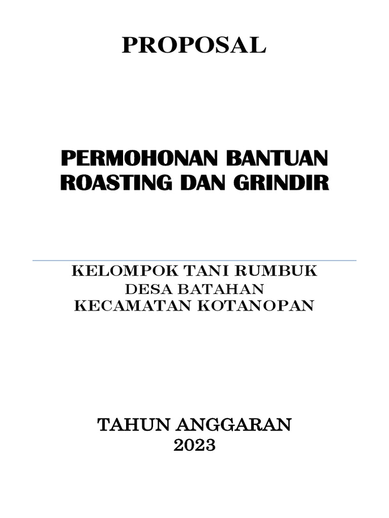 Proposal Roasting Dan Grindir Koptan Rumbuk Desa Batahan | PDF