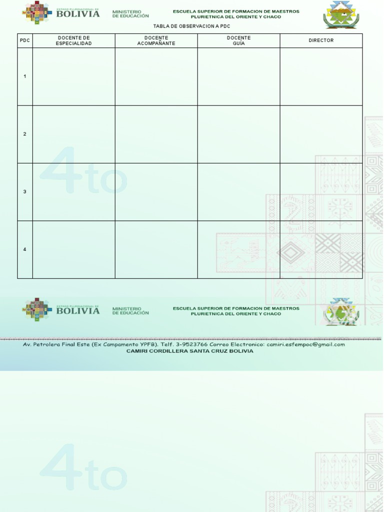Tabla de Observaciones PDC - 4°epcv | PDF