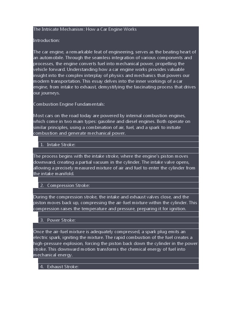 Understanding Car Engine Mechanisms | PDF | Internal Combustion Engine ...