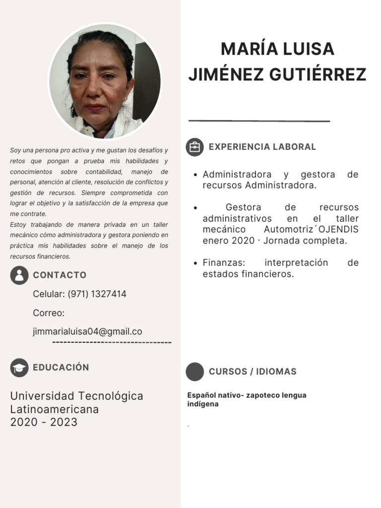 Curriculum Vitae Maria Luisa Jimenez Gutierrez | PDF | Crecimiento ...