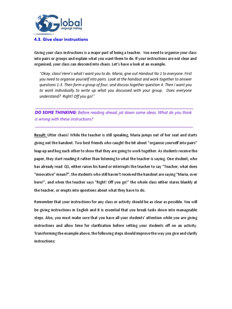 Give Clear Instructions | PDF | Learning | Cognition