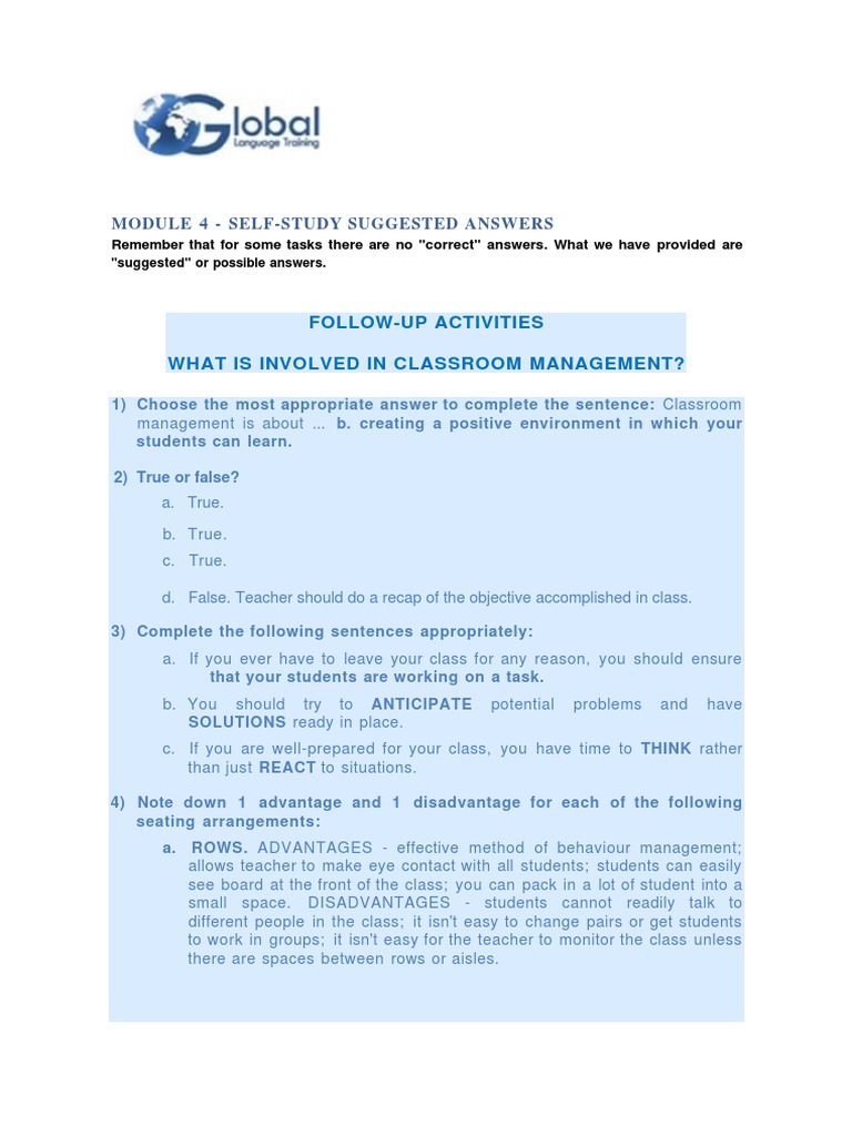 Module 4 Self Suggested Answers | PDF | Teachers | Disciplines