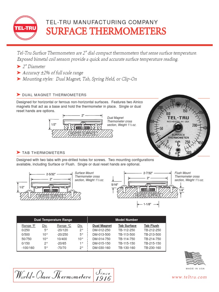 Surface Thermometers | PDF | Thermometer | Magnet