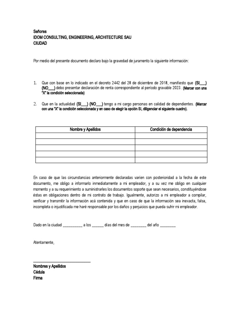 Formato Declarante 2023-Idom | PDF