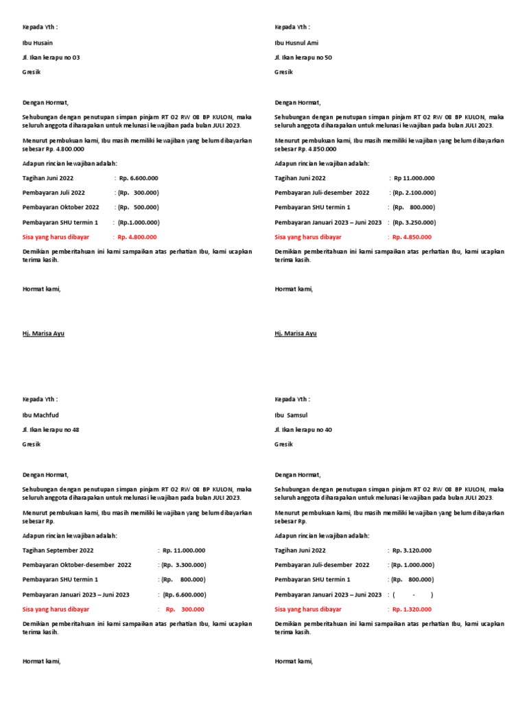 Surat Tagihan | PDF
