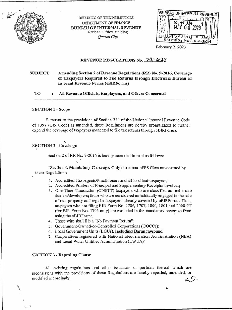 RR No. 4-2023 | PDF