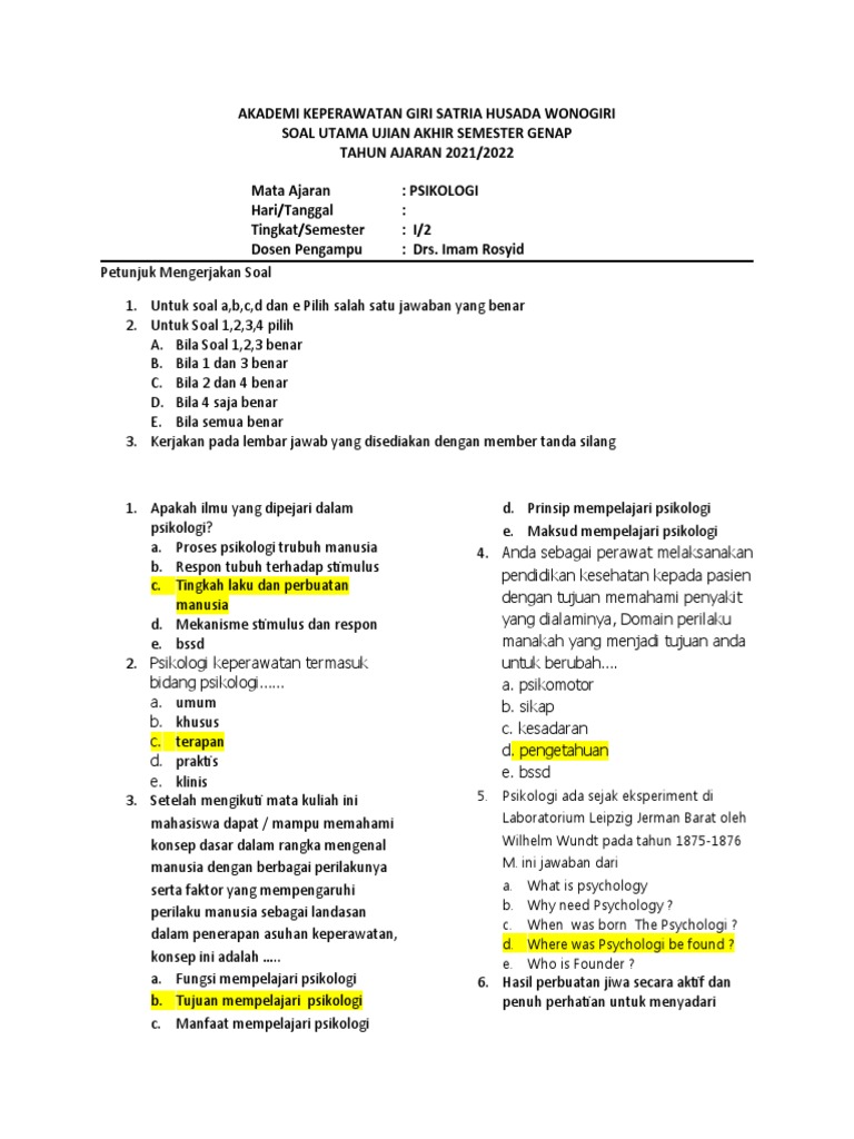 Soal Psi Akper 2021 | PDF