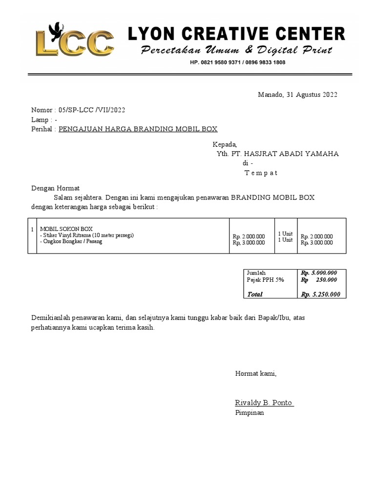 Surat Penawaran LCC | PDF