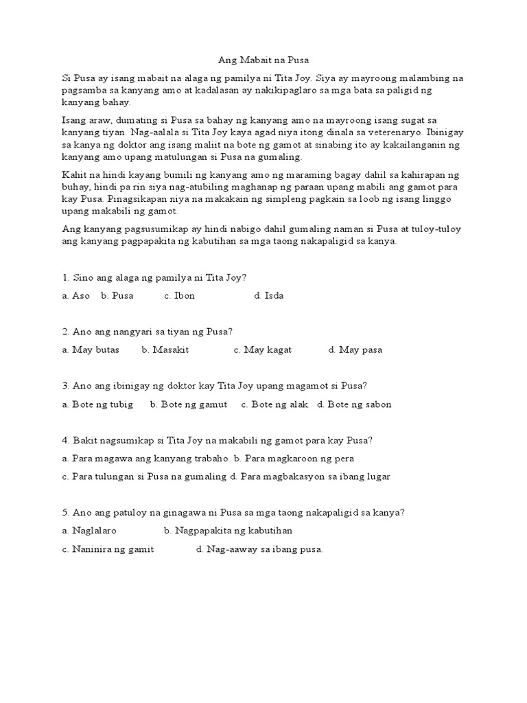 Ang Mabait Na Pusa 1.6 | PDF