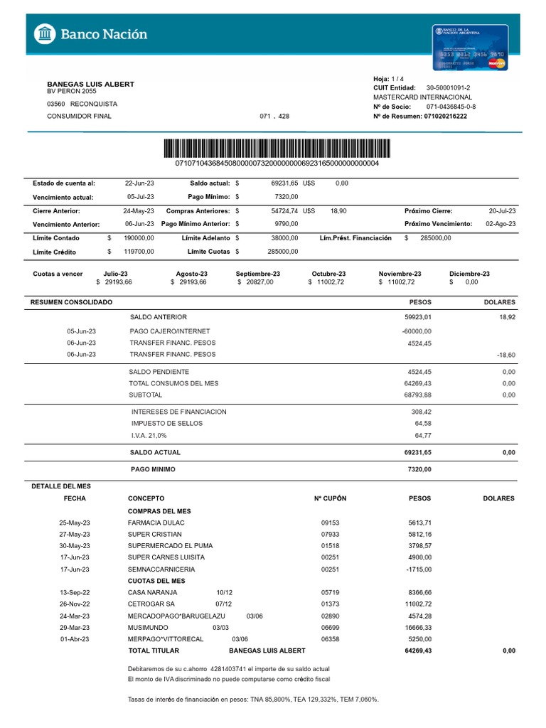 Resumen 20230622 | PDF | Tarjeta de crédito | Tarjeta de débito
