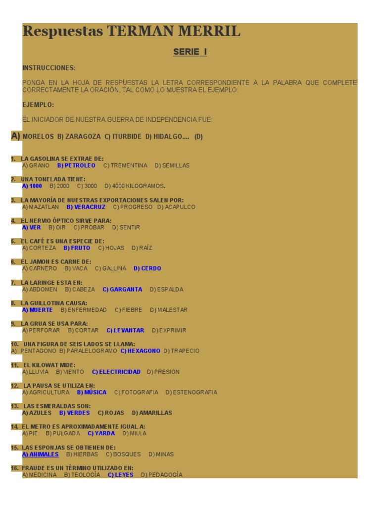 Respuestas TERMAN MERRIL | PDF