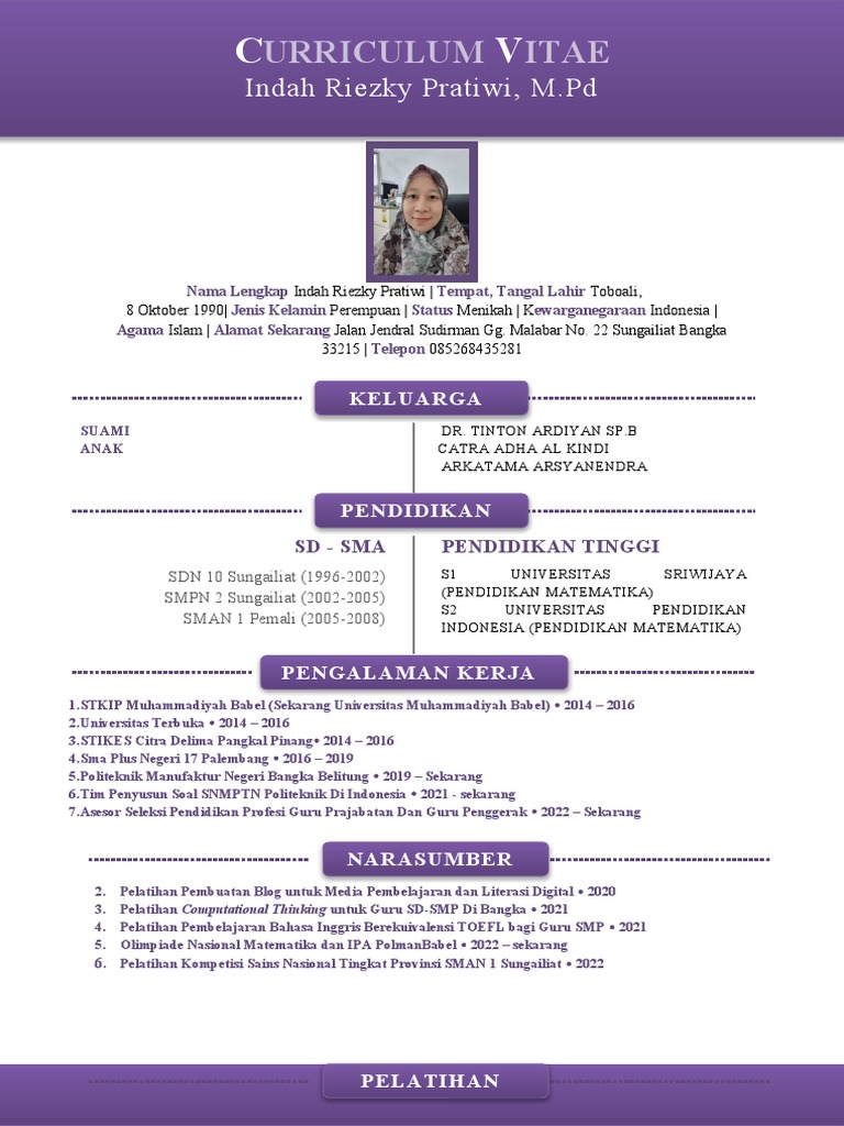 CV Indah | PDF