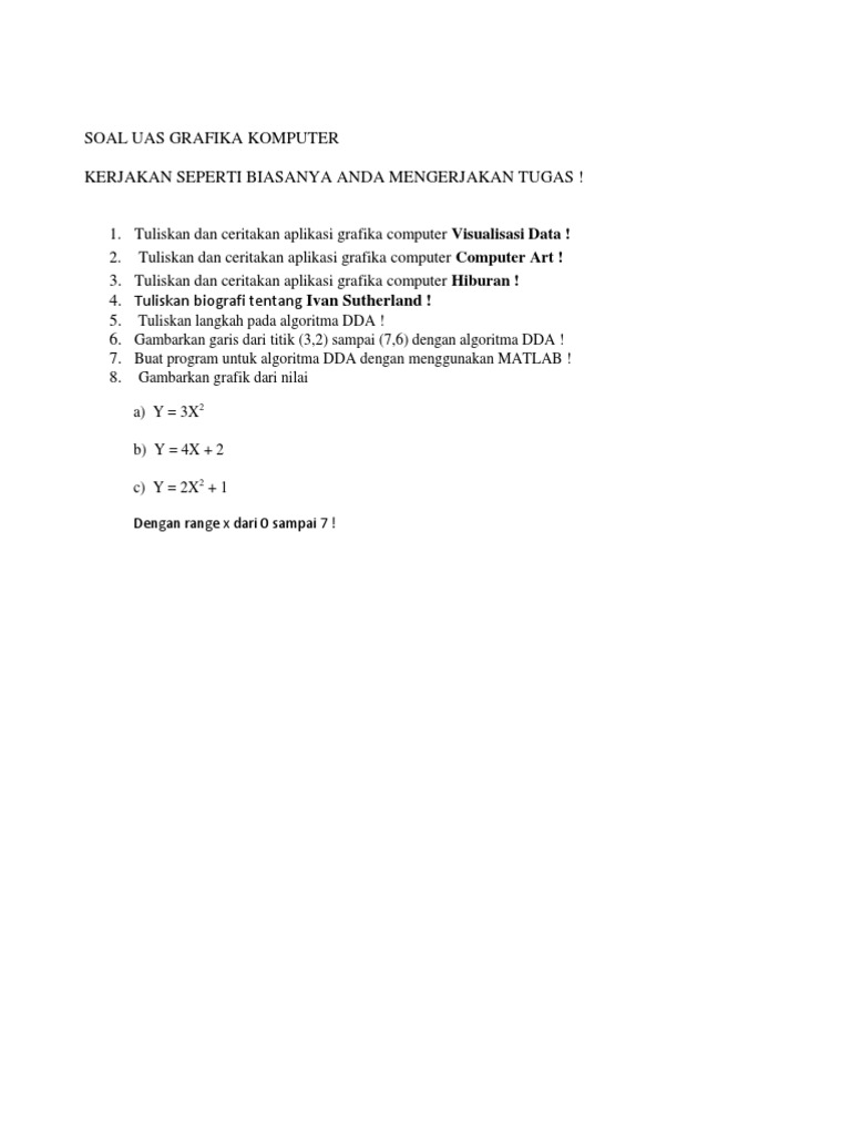 Soal UAS Grafika Komputer 2023 | PDF