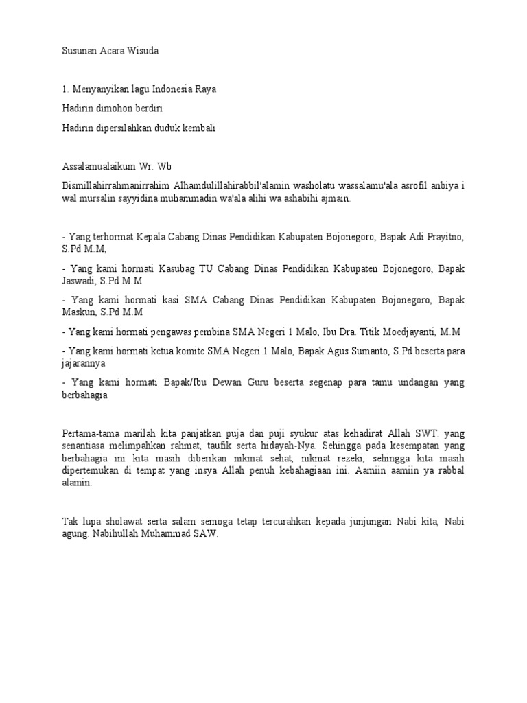 Susunan Acara Wisuda | PDF