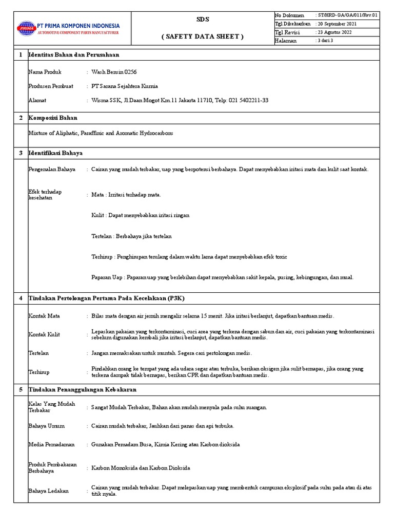 Standar Msds Pdf