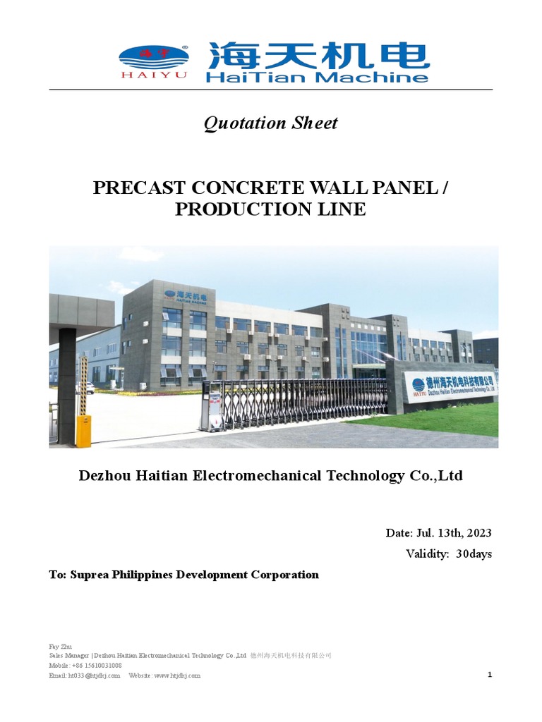 Precast Concrete Elements Production Line Quote 20230713 | PDF ...