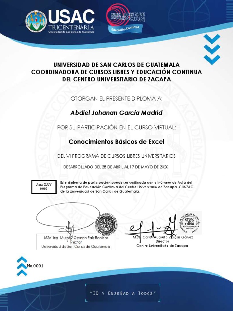7 Diploma Conocimientos Básicos de Excel | PDF | Guatemala