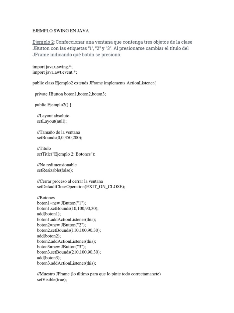 Ejemplo Swing en Java | PDF