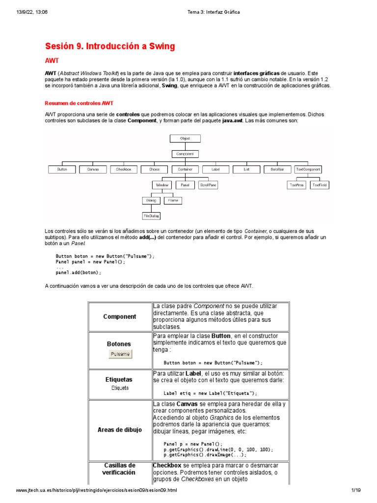 Sesión 9 Introduccion A Swing | PDF | Java (lenguaje de programación) | Menú (Computación)