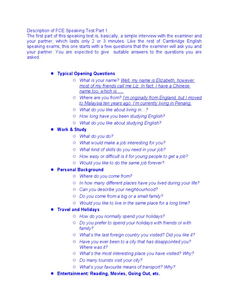 FCE Speaking Tips | Download Free PDF | Question | Fashion