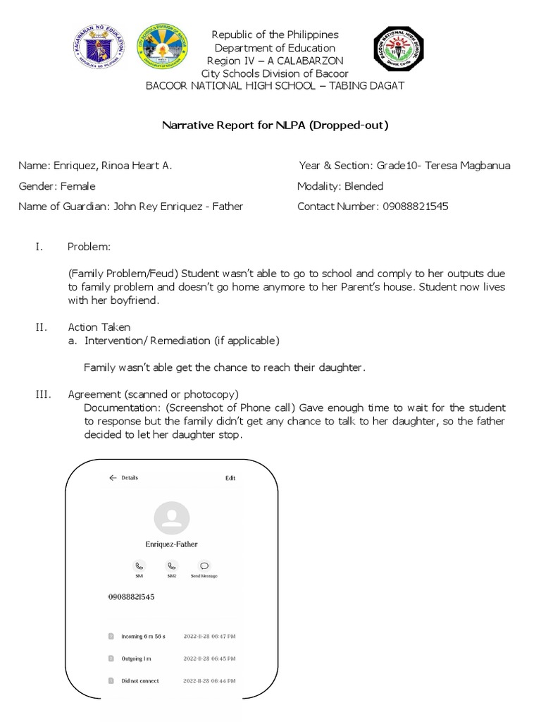 NLPA Report for Rinoa Heart A. Enriquez | PDF