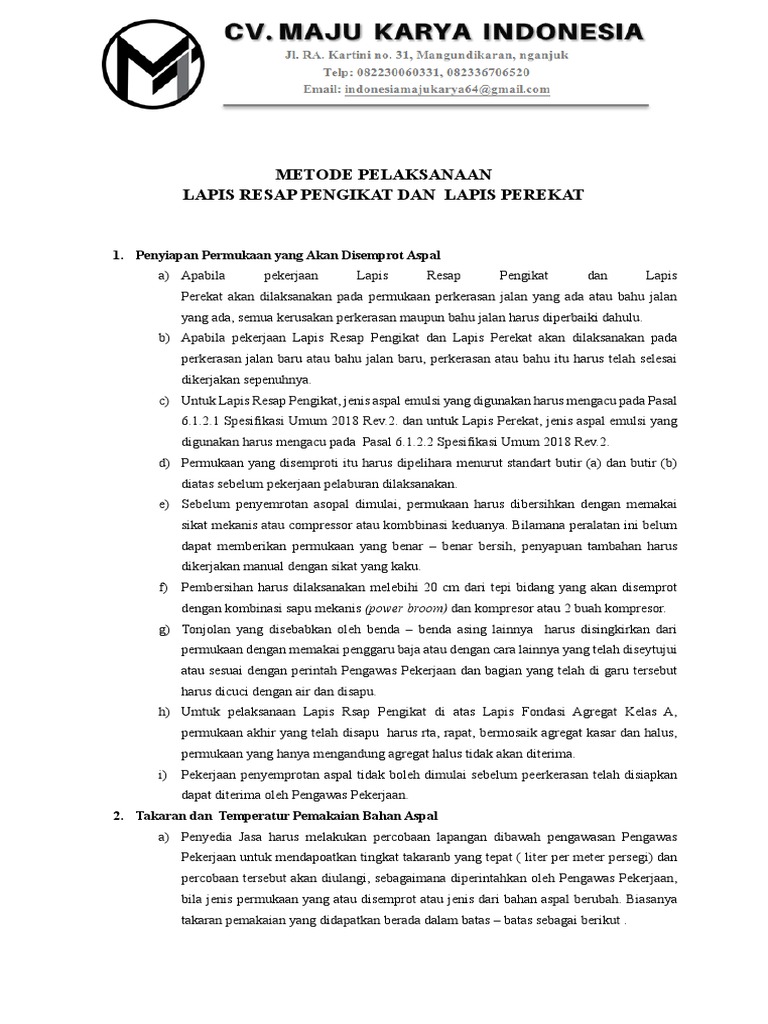 Lapis Resap Pengikat Dan Lapis Perekat | PDF