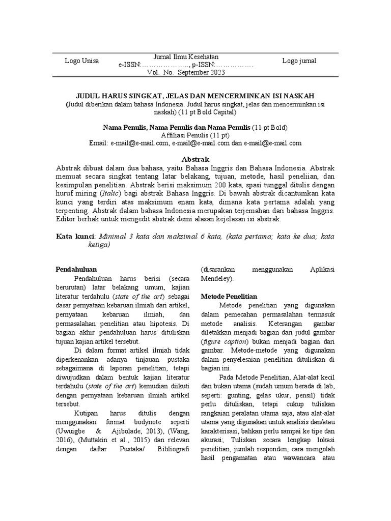 Templet Jurnal Ilmu Kesehatan | PDF