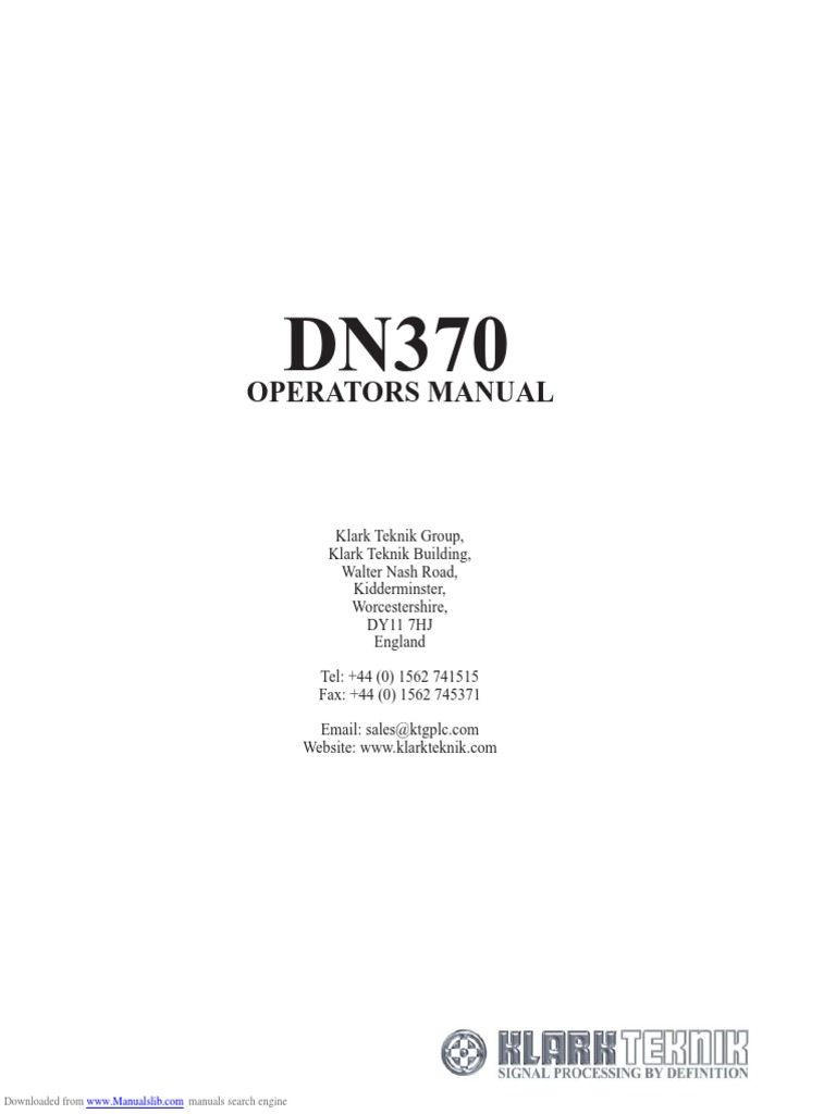 DN 370 | PDF | Equalization (Audio) | Electrical Connector