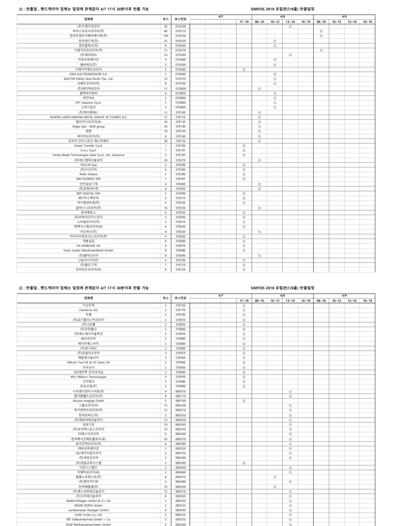 Simtos 2018 반출및장치철거일정(Kintex2 7-8홀) | PDF