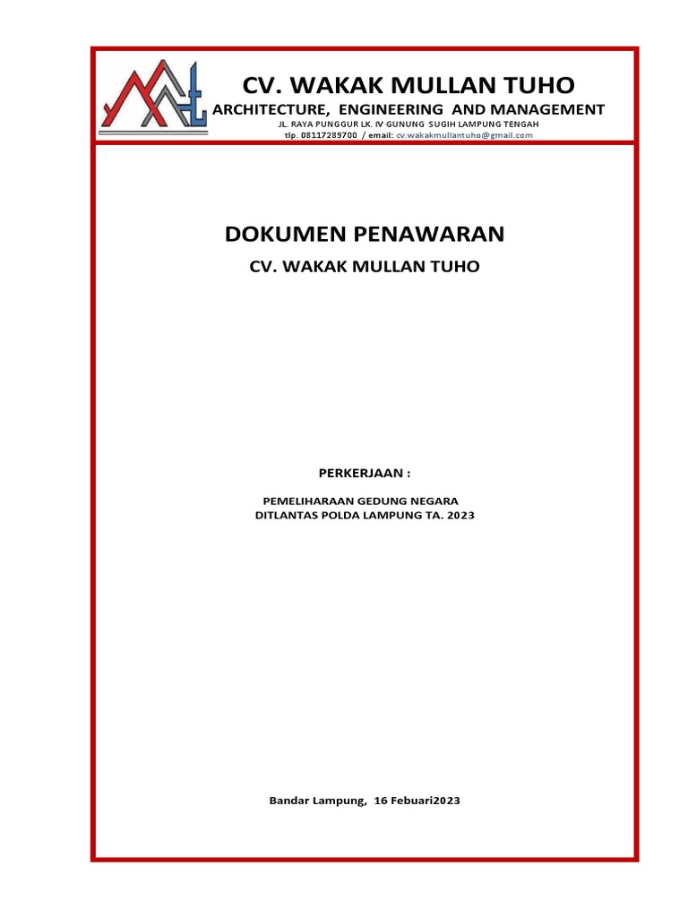 Cover Penawaran Gedung | PDF