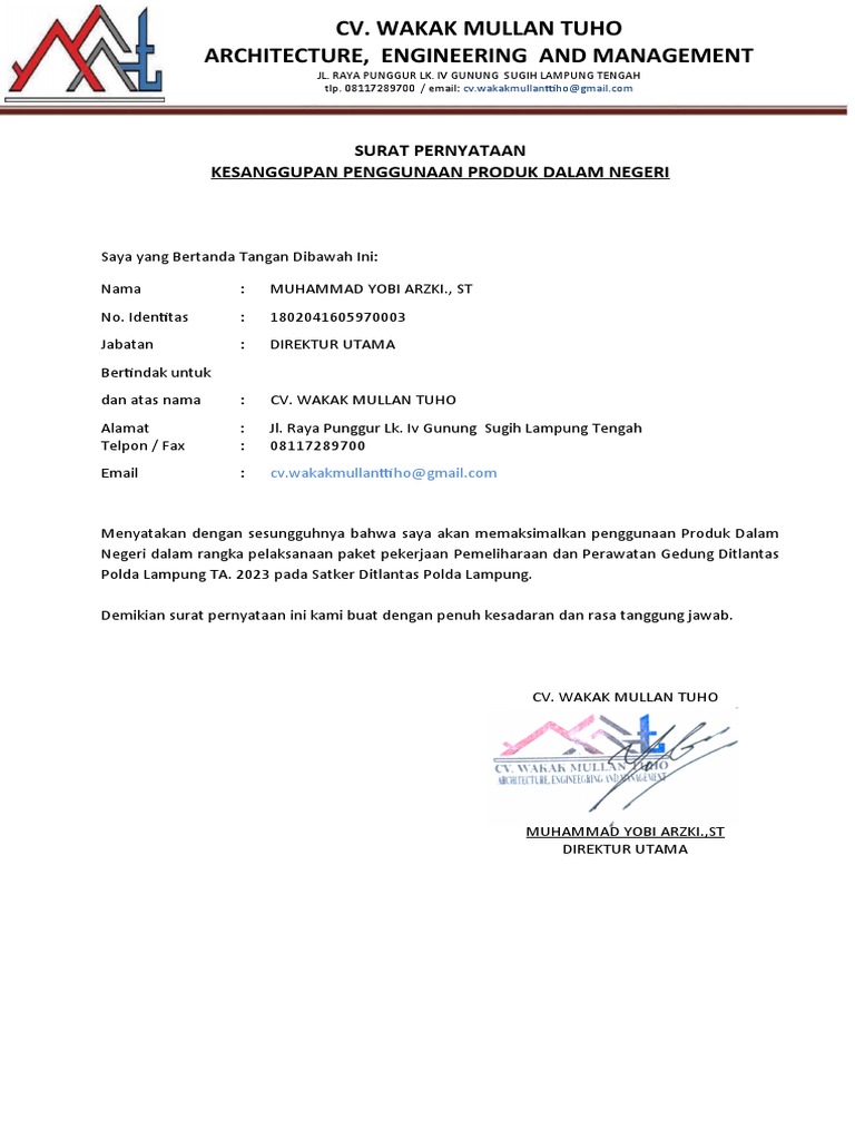 Surat Pernyataan PDN Gedung | PDF