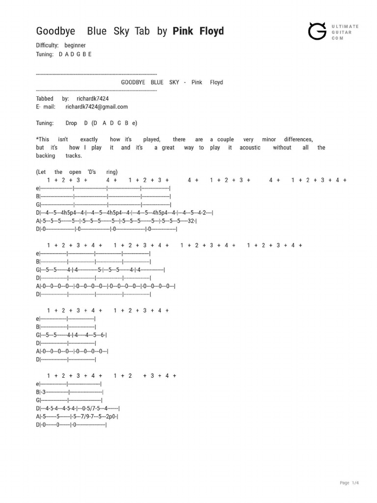 Goodbye Blue Sky Tab | PDF