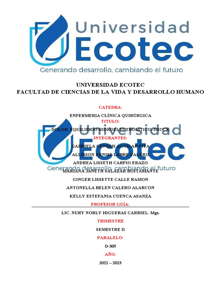 Deber Grupal Dolor | PDF | Dolor | Metabolismo