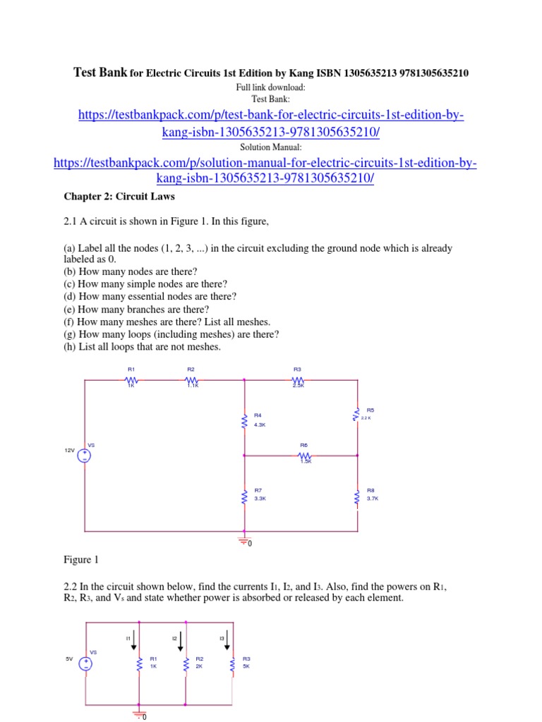 Electric Circuits Test Bank Solutions | PDF | Electrical Network ...
