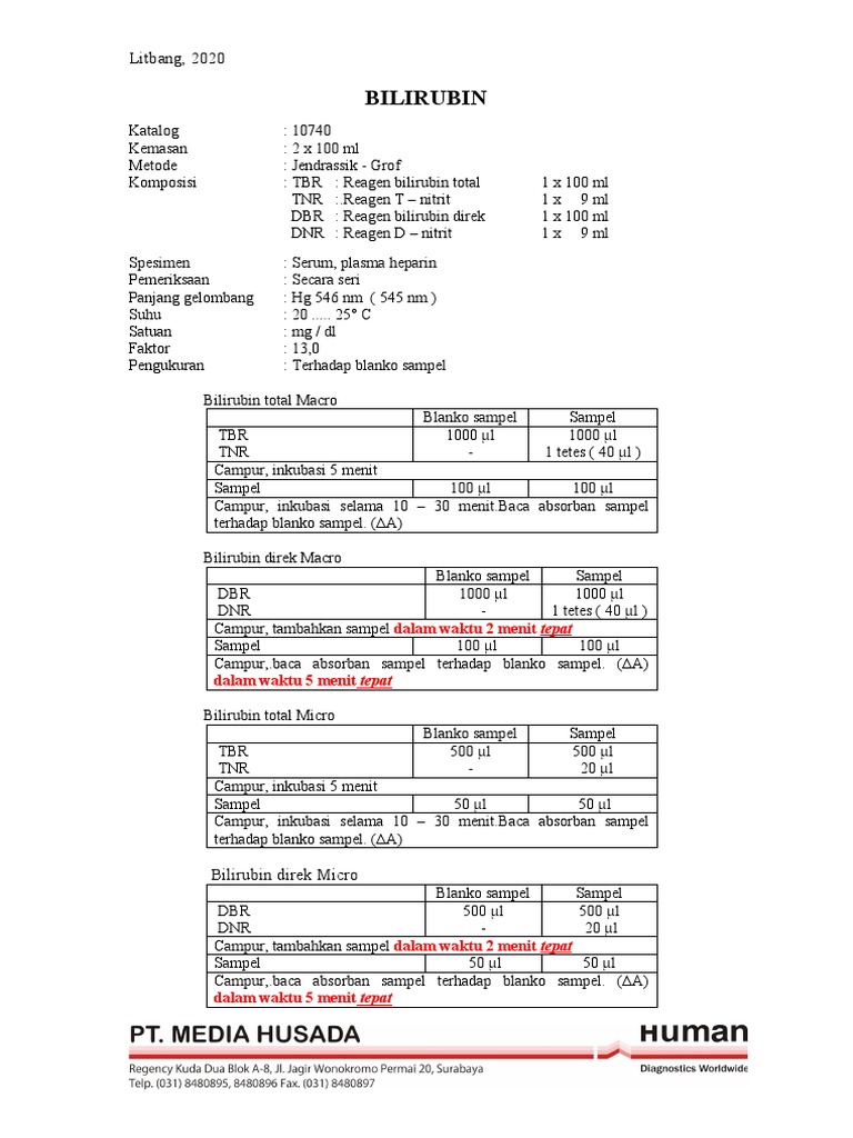 Metode Jendrassik-Grof untuk Bilirubin | PDF | Sains & Matematika