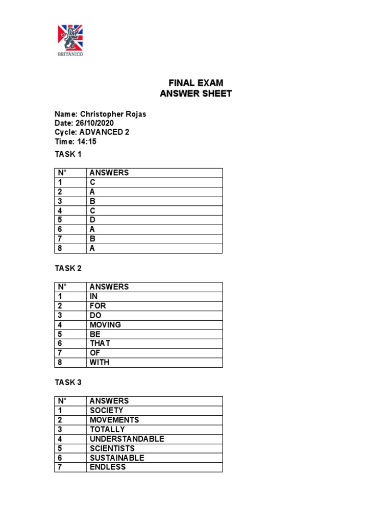 Final Exam and Reading Task - Adv2 | PDF | Teaching Methods & Materials