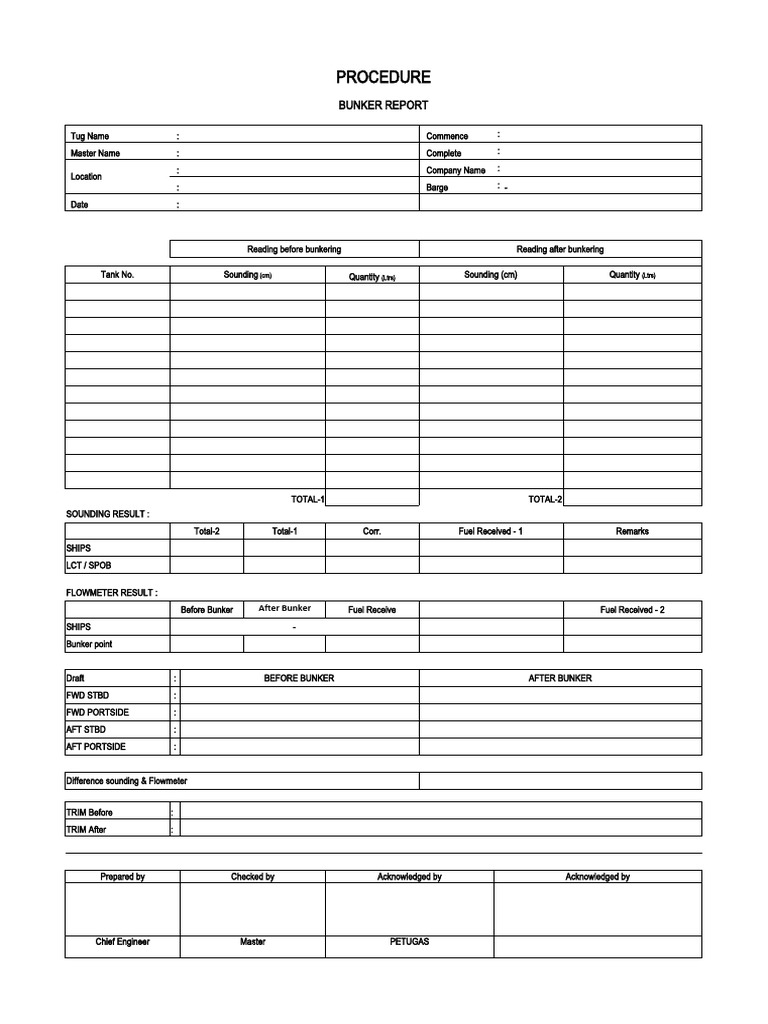 Form Bunker Report | PDF | Ships | Shipping