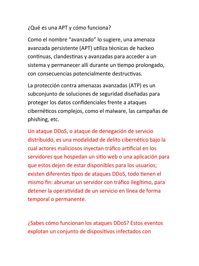 ¿Qué es una APT en ciberseguridad? | PDF | Malware | Ataque de denegación de servicio