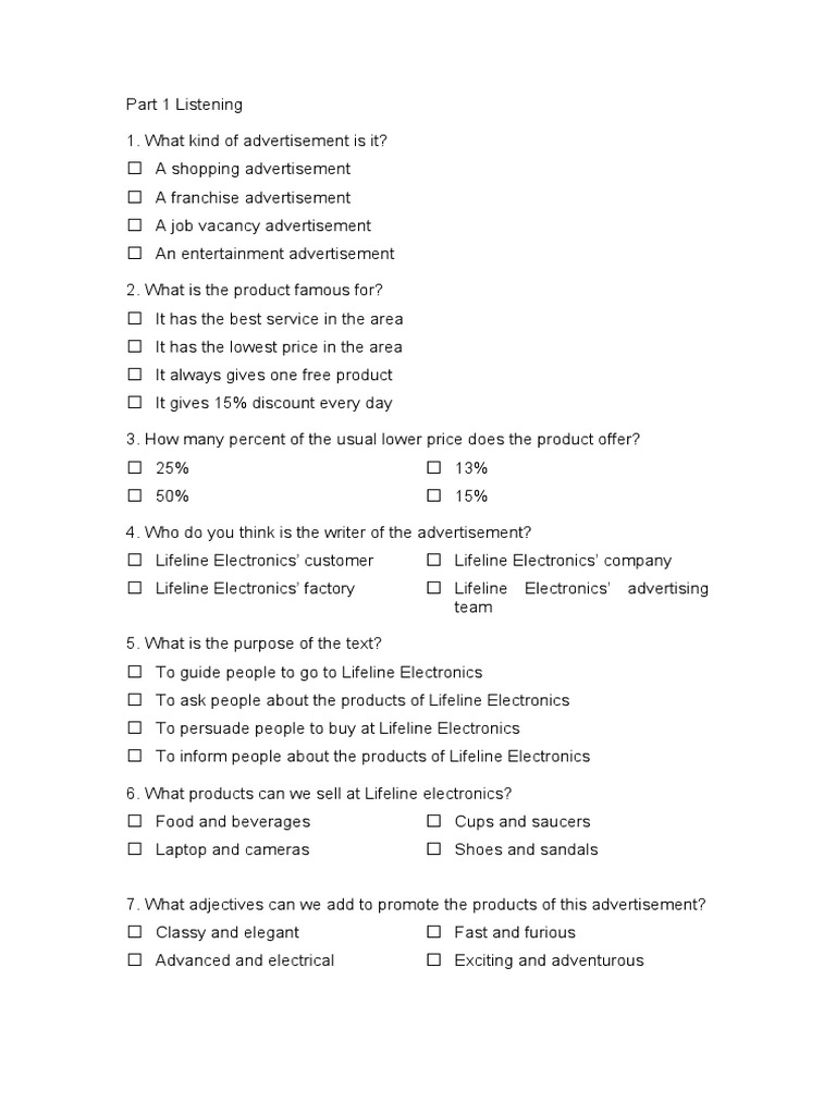English Pratice Final Test | PDF | Advertising | Narration