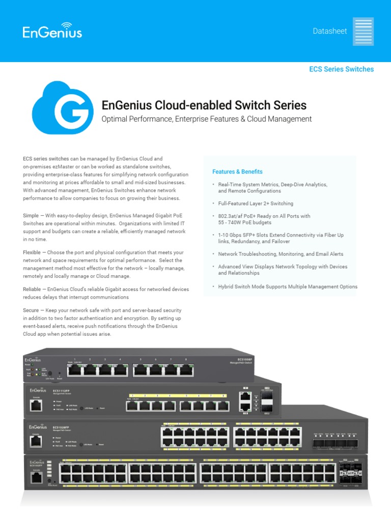 EnGenius Cloud Series Switches Datasheet | PDF | Computer Network | Network Switch