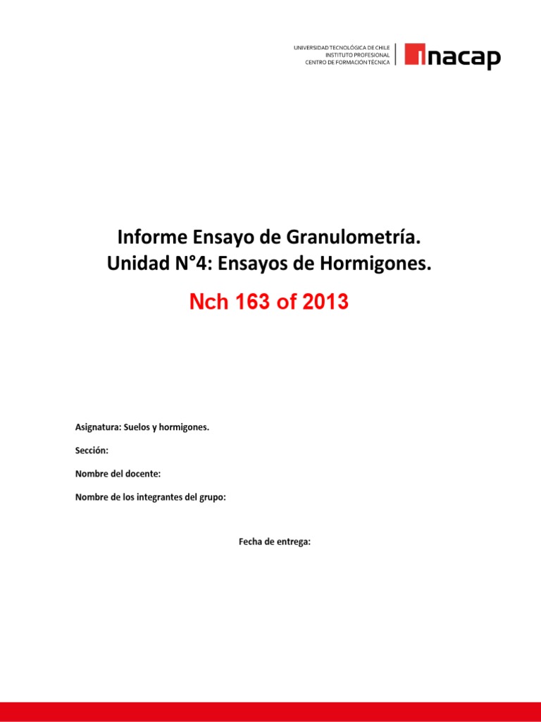 Informe Granulometria para Hormigon | PDF | Hormigón | Materiales de construcción