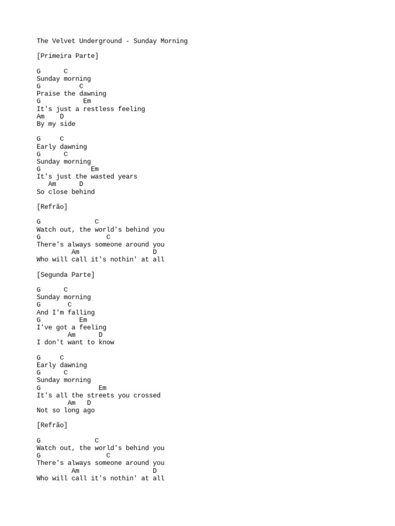 The Velvet Underground - Sunday Morning - Cópia | PDF | Singles | Rock ...